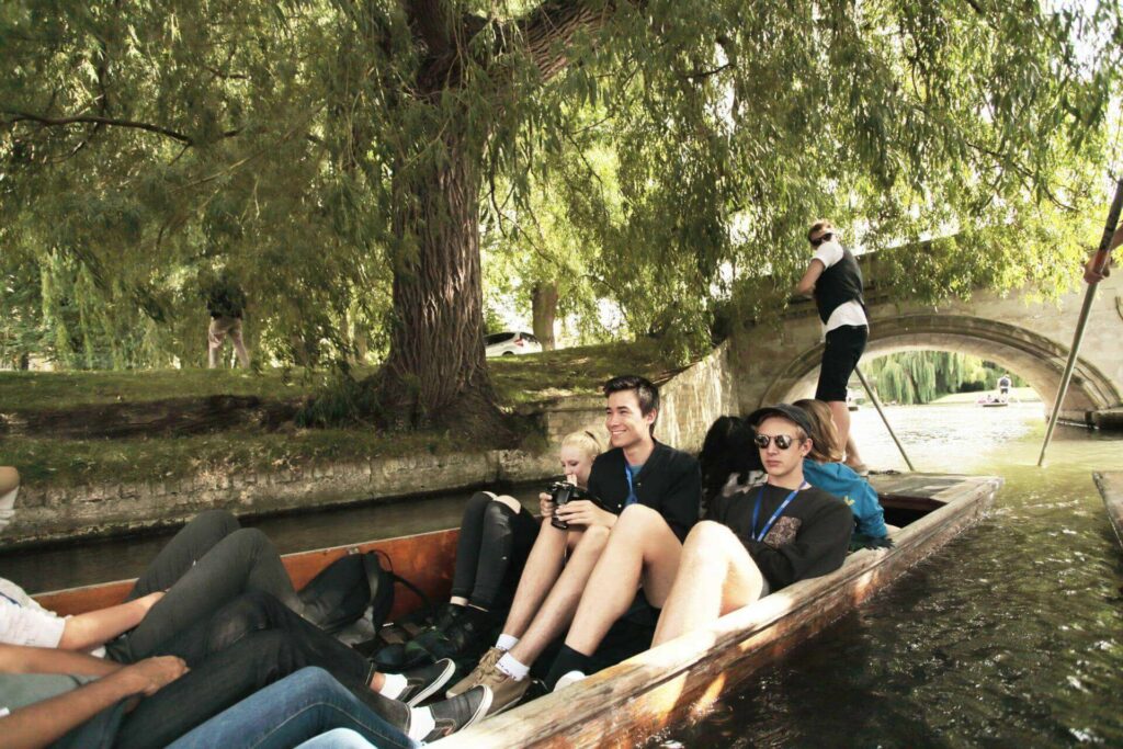 Students at Subject Trips & Punt on the River Cam | Immerse Education